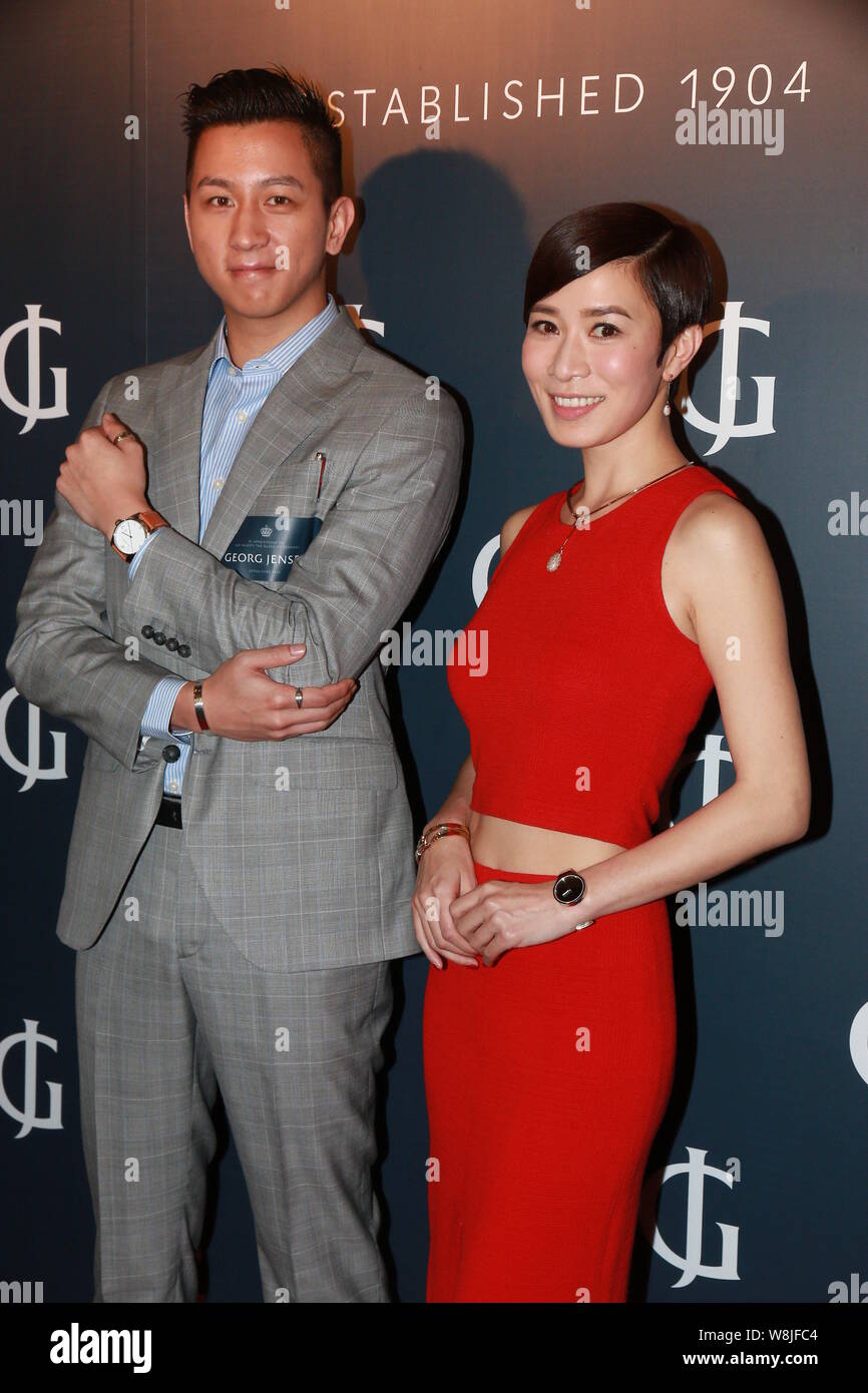 Hong Kong actress Charmaine Sheh, right, poses during the opening ...