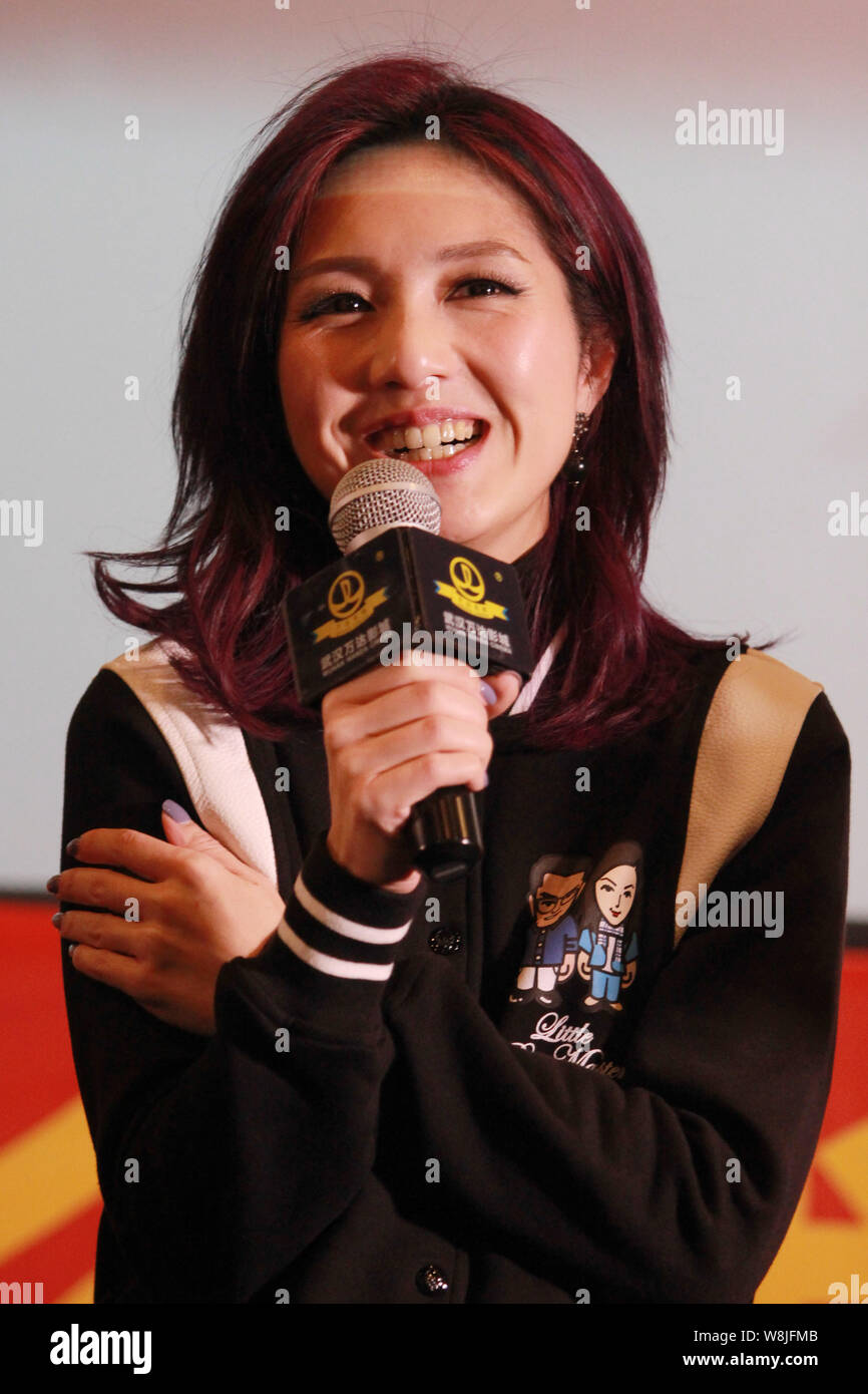 Hong Kong actress Miriam Yeung speaks at a promotional event for her new movie "Little Big ...