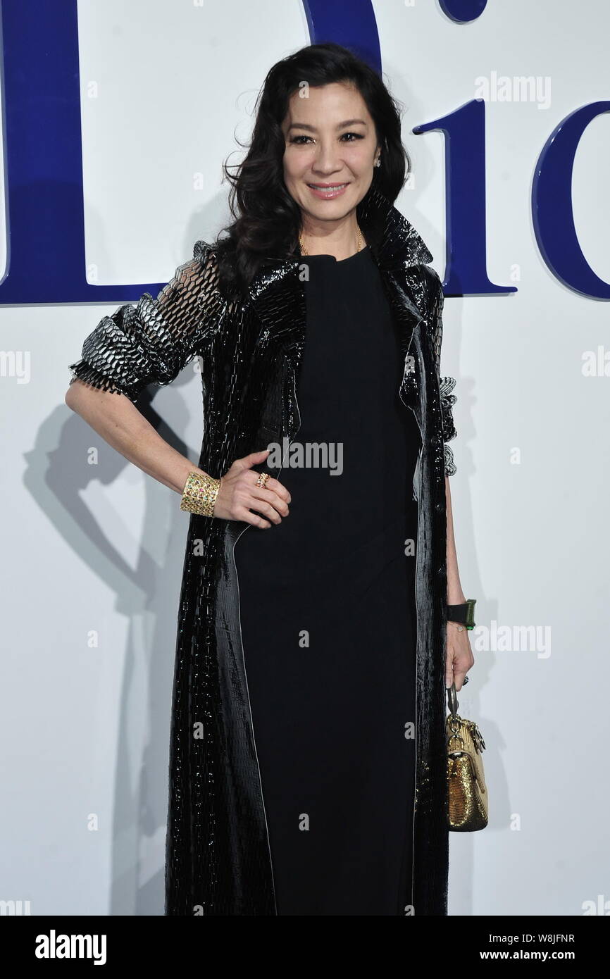 Malaysian actress Michelle Yeoh poses during the fashion show of Dior ...