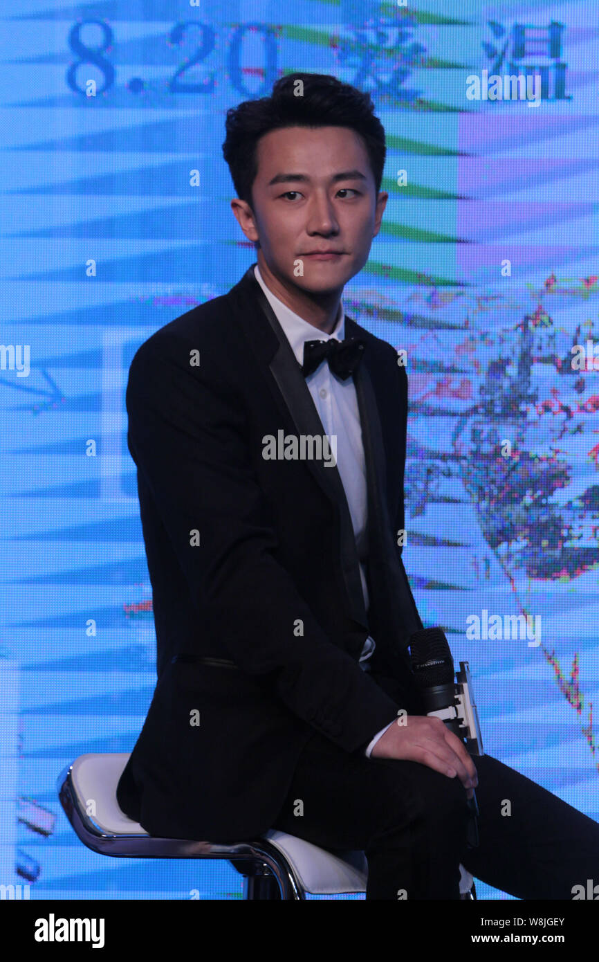 Chinese actor Huang Xuan poses during a premiere for his movie "The ...