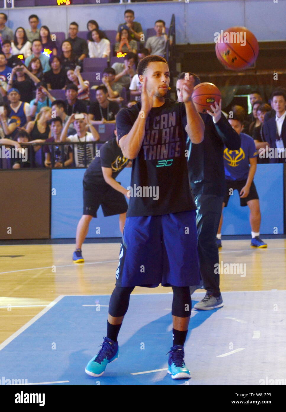NBA star Stephen Curry takes part in a fan meeting event in Shanghai ...