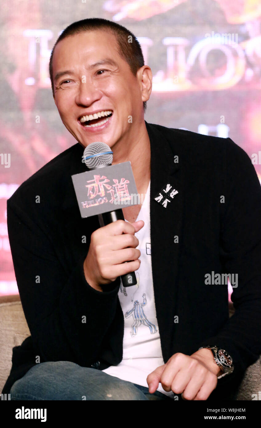 Hong Kong singer and actor Nick Cheung reacts during a press conference for his new movie ...
