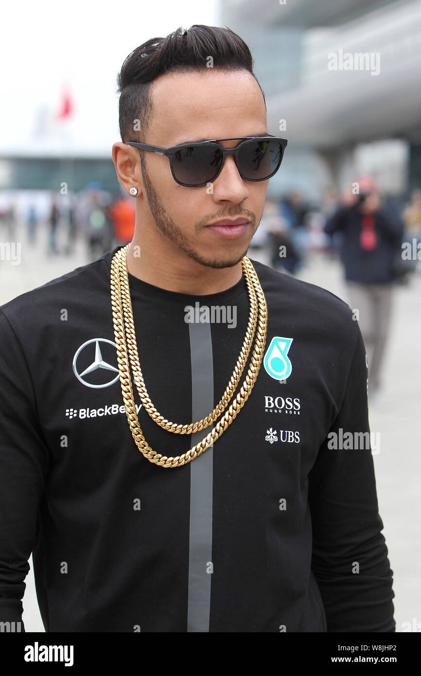 British F1 driver Lewis Hamilton of Mercedes arrives at the Shanghai ...