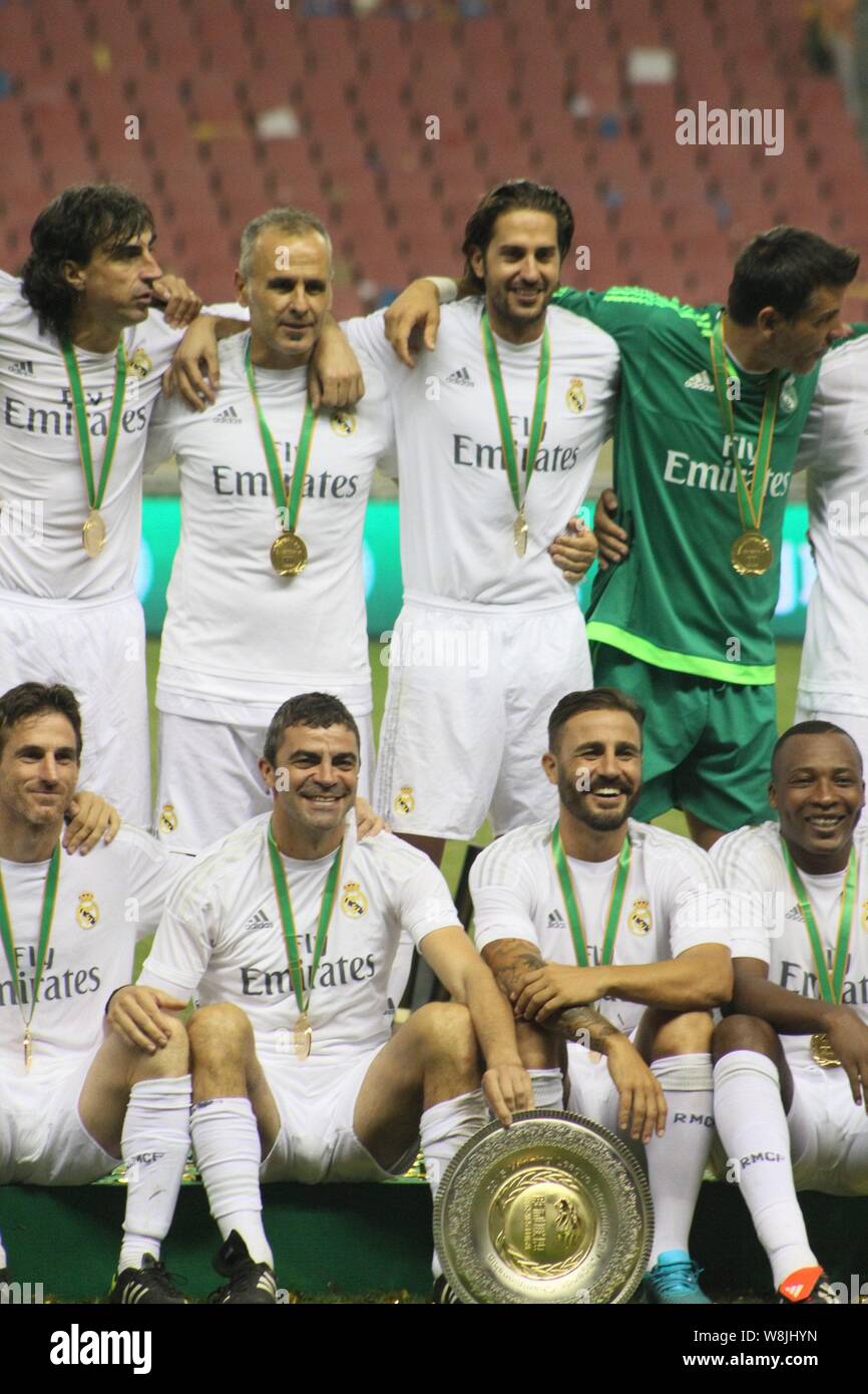 Italian football star Fabio Cannavaro, front second right, Spanish ...