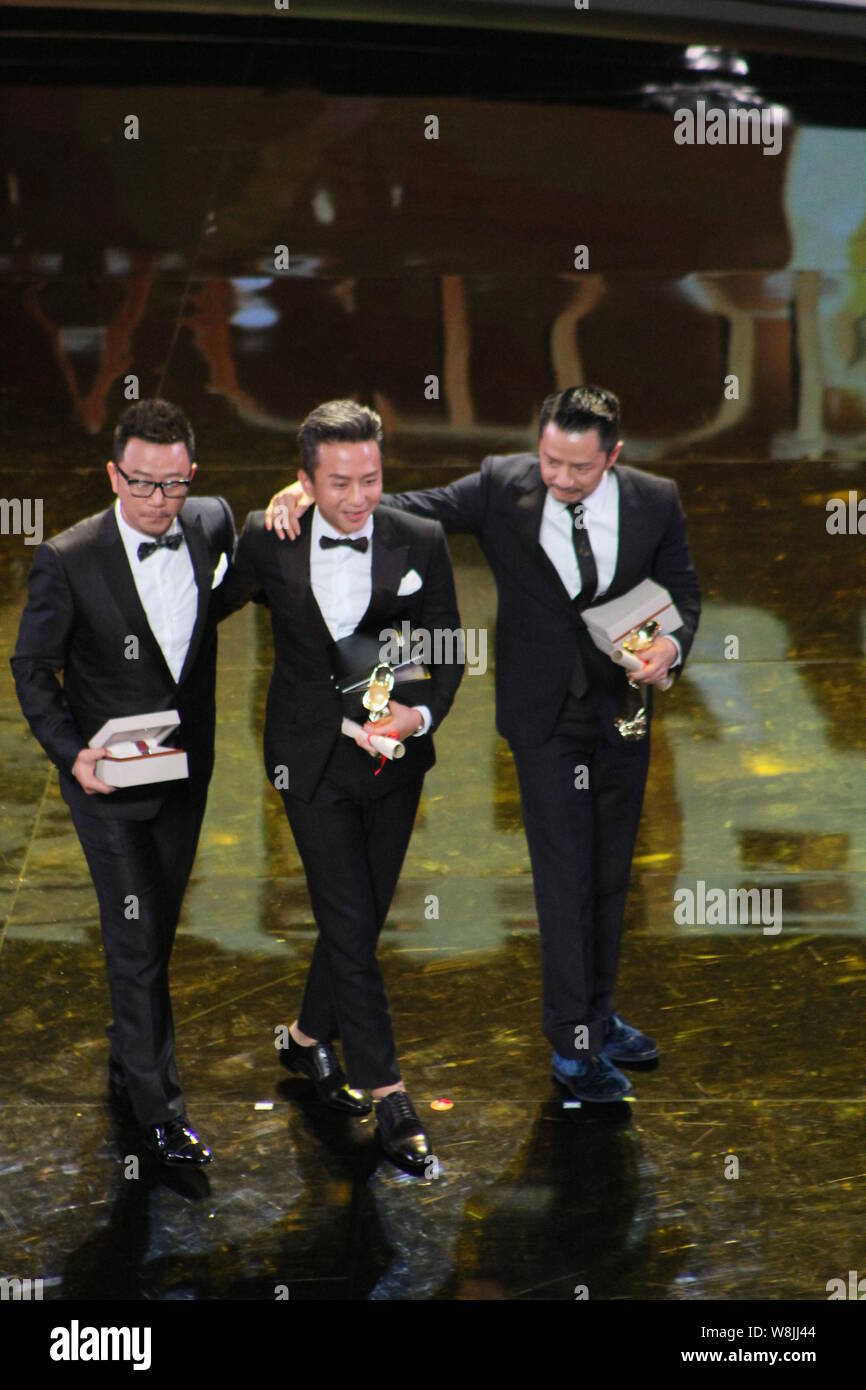 (From left) Chinese actors Guo Tao, Deng Chao and Duan Yihong pose with ... (From left) Chinese actors Guo Tao, Deng Chao and Duan Yihong pose with ...