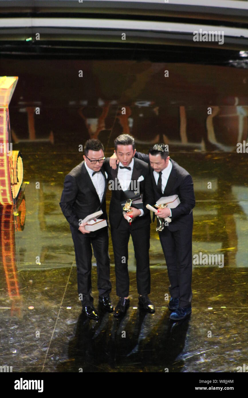 (From left) Chinese actors Guo Tao, Deng Chao and Duan Yihong pose with ... (From left) Chinese actors Guo Tao, Deng Chao and Duan Yihong pose with ...