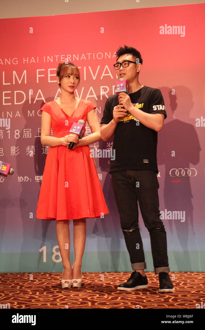 Chinese actress Liu Yan, left, and director and actor Da Peng attend ...