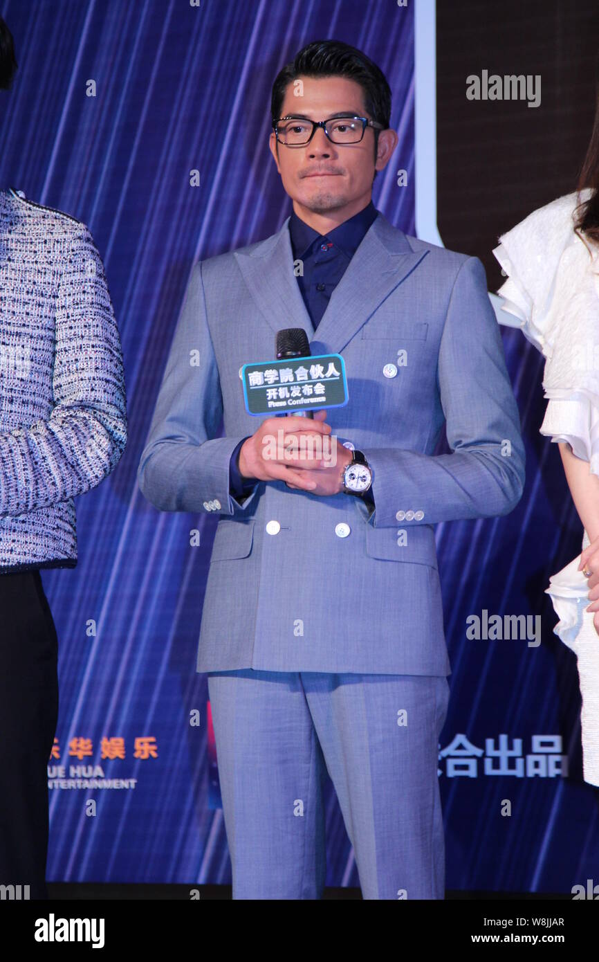 Hong Kong actor Aaron Kwok attends a press conference to start the filming of his new movie in ...