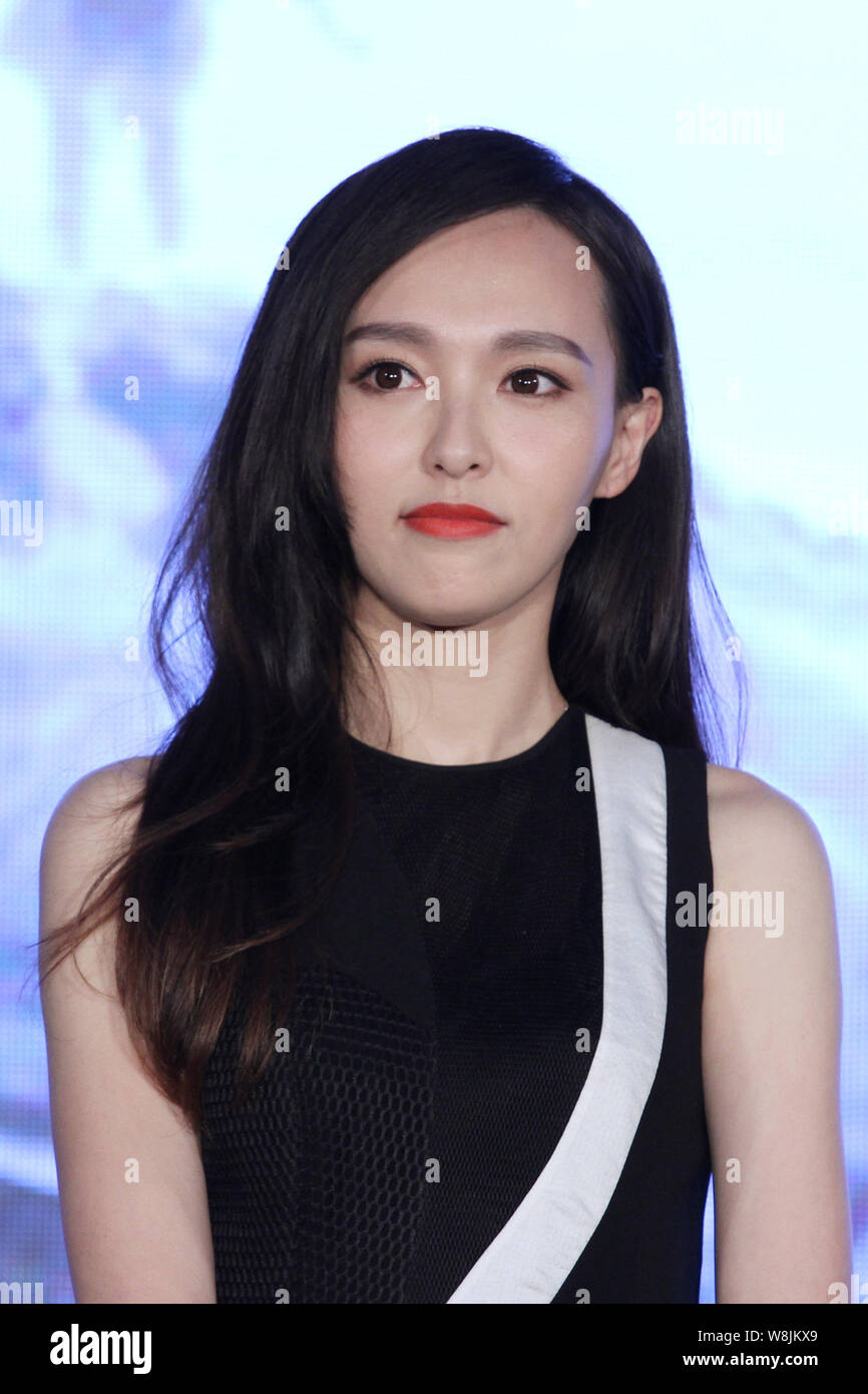 Chinese actress Tang Yan poses during a press conference for her movie ...