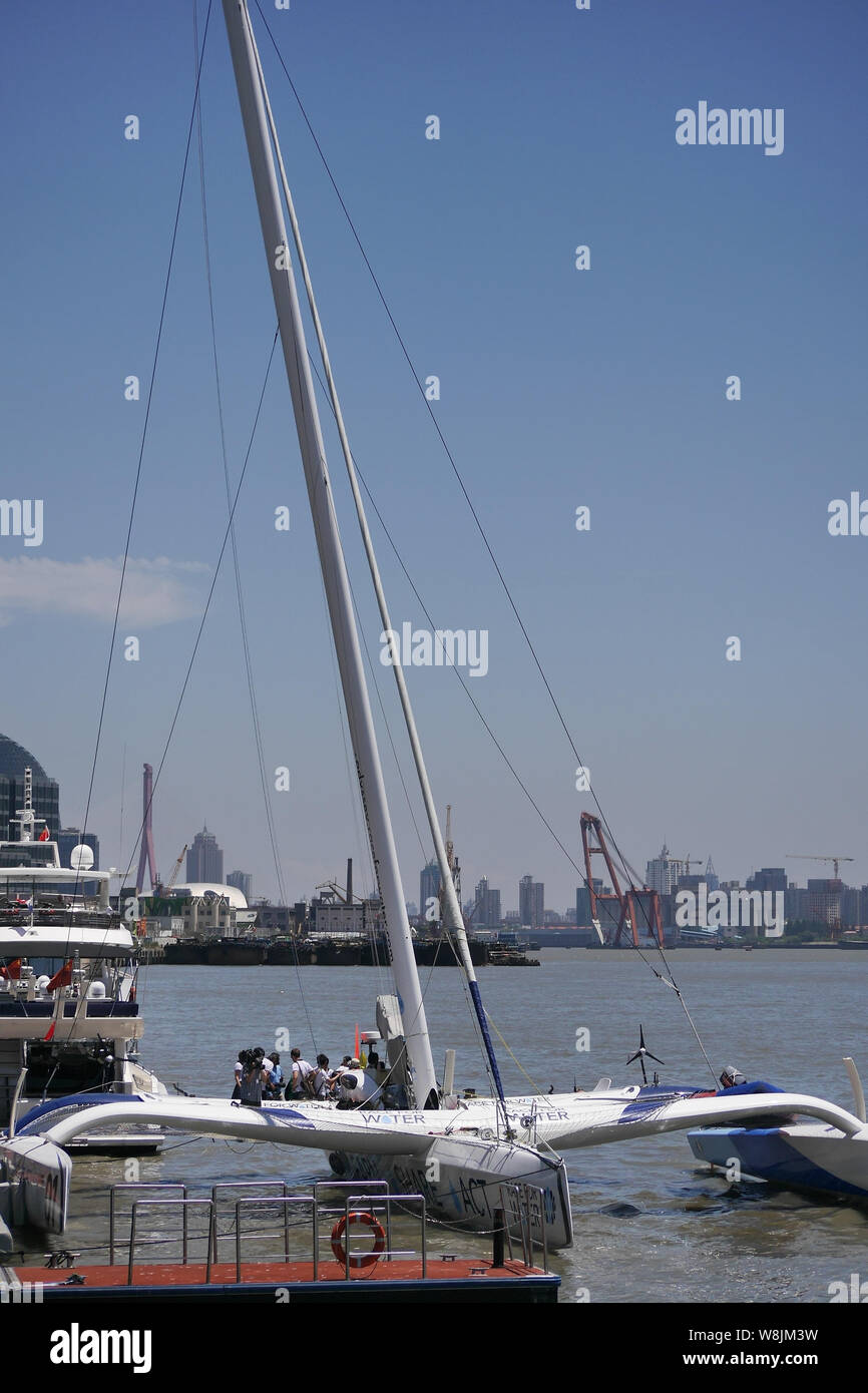 The Swiss Trimaran "Race for Water Odyssey" berths at the International ...