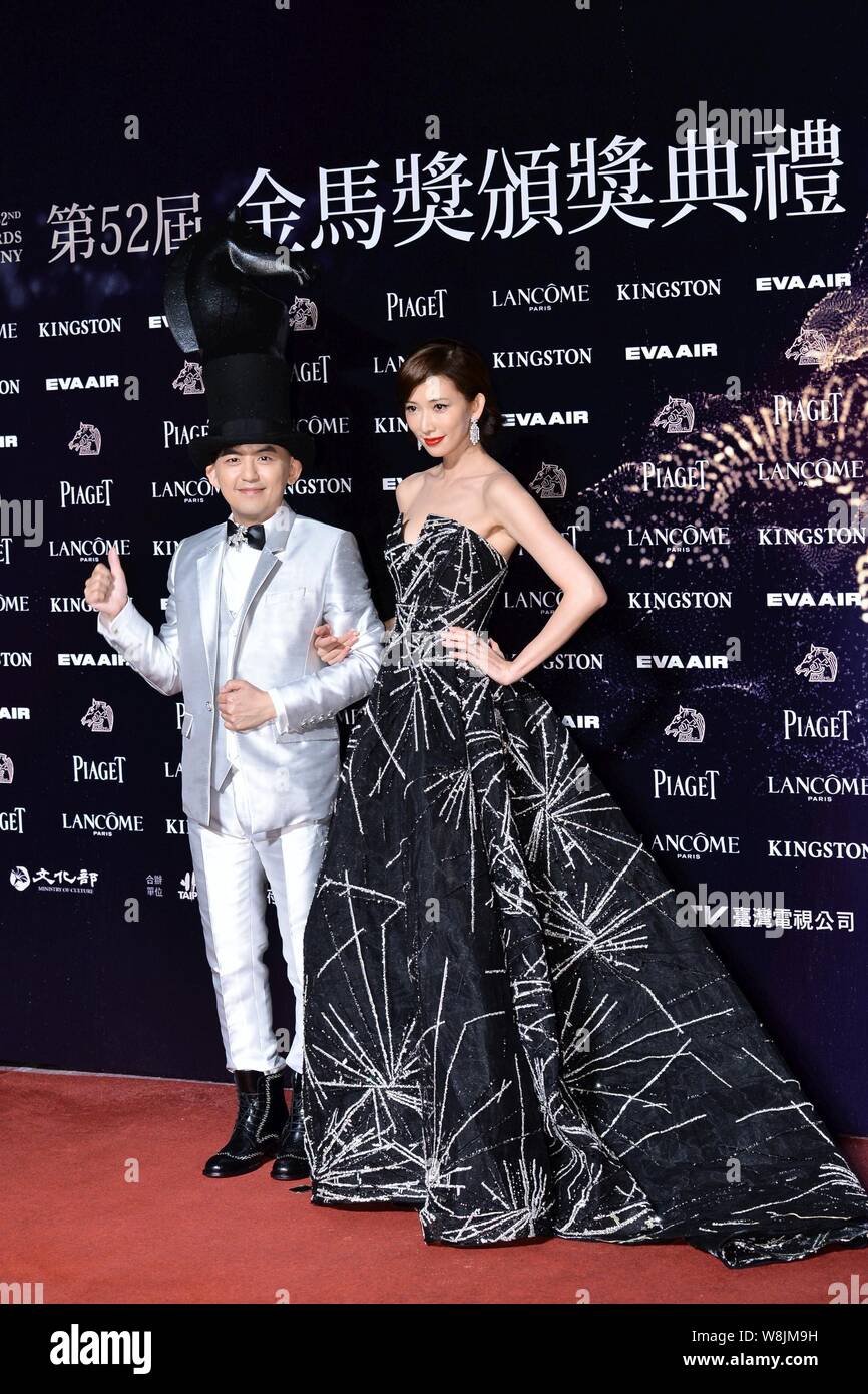 Taiwanese model and actress Lin Chi-ling, right, clad in a dress from ...