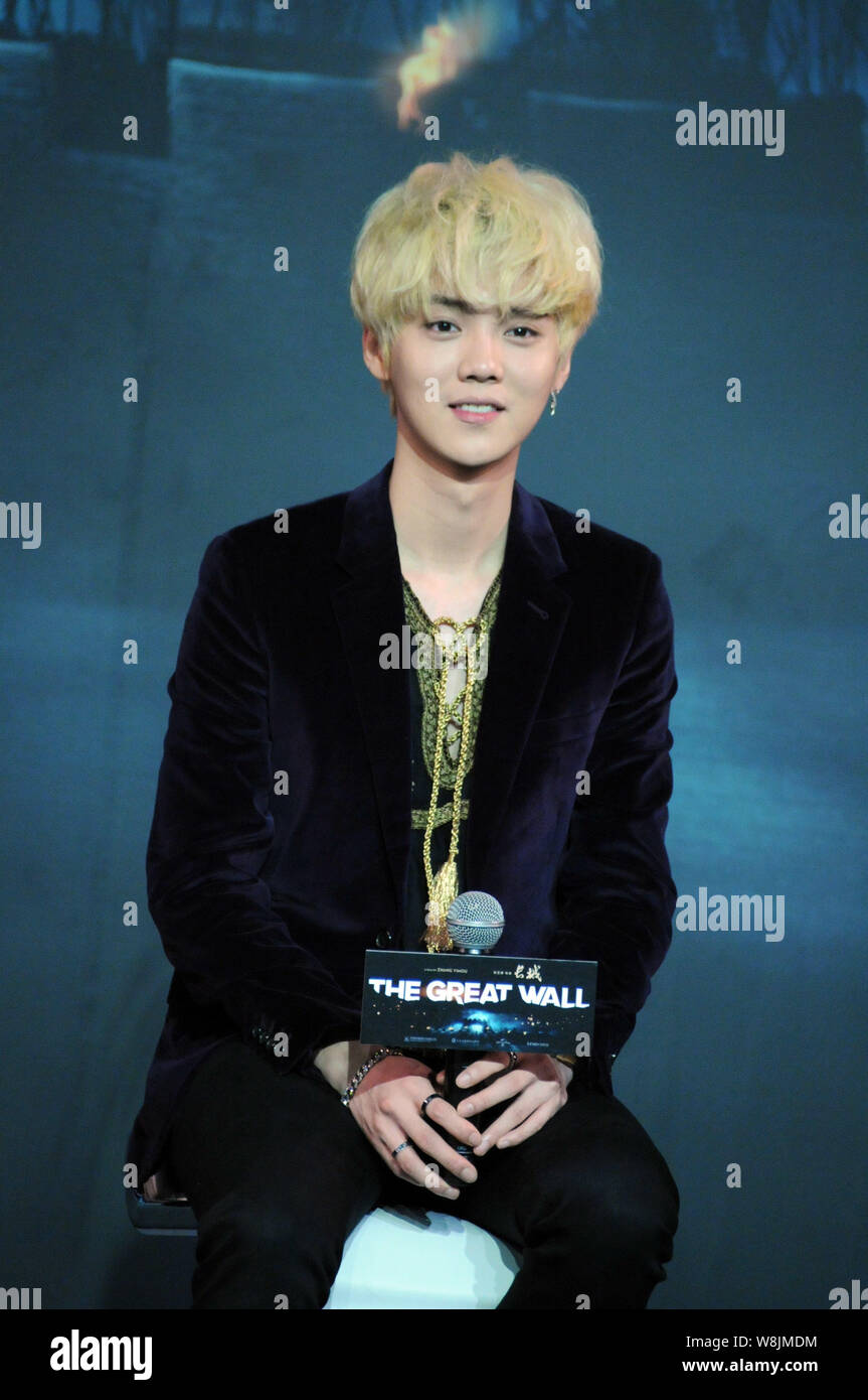 Chinese singer and actor Lu Han poses during a press conference for his ...