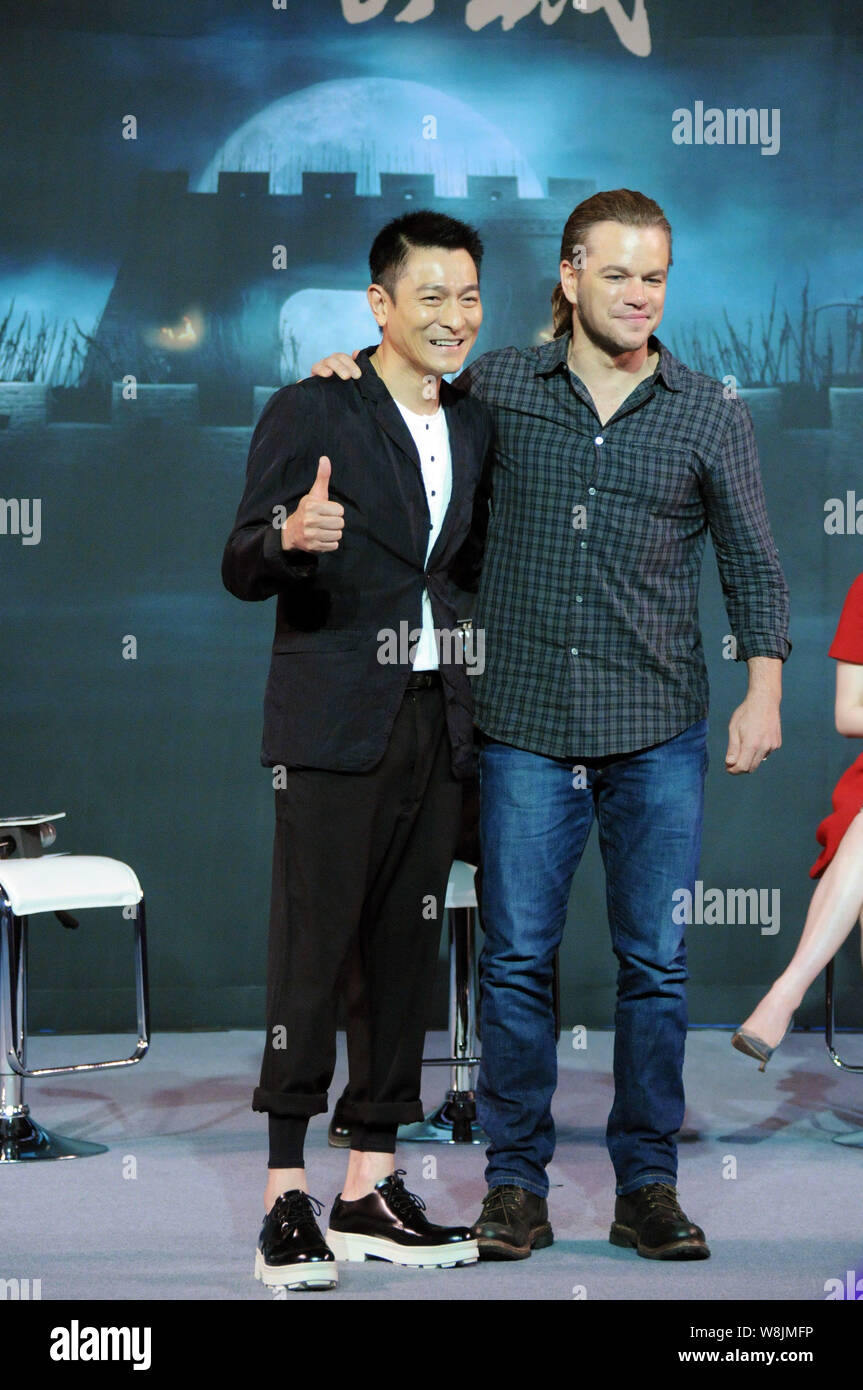 Hong Kong singer and actor Andy Lau, left, and American actor Matt ...