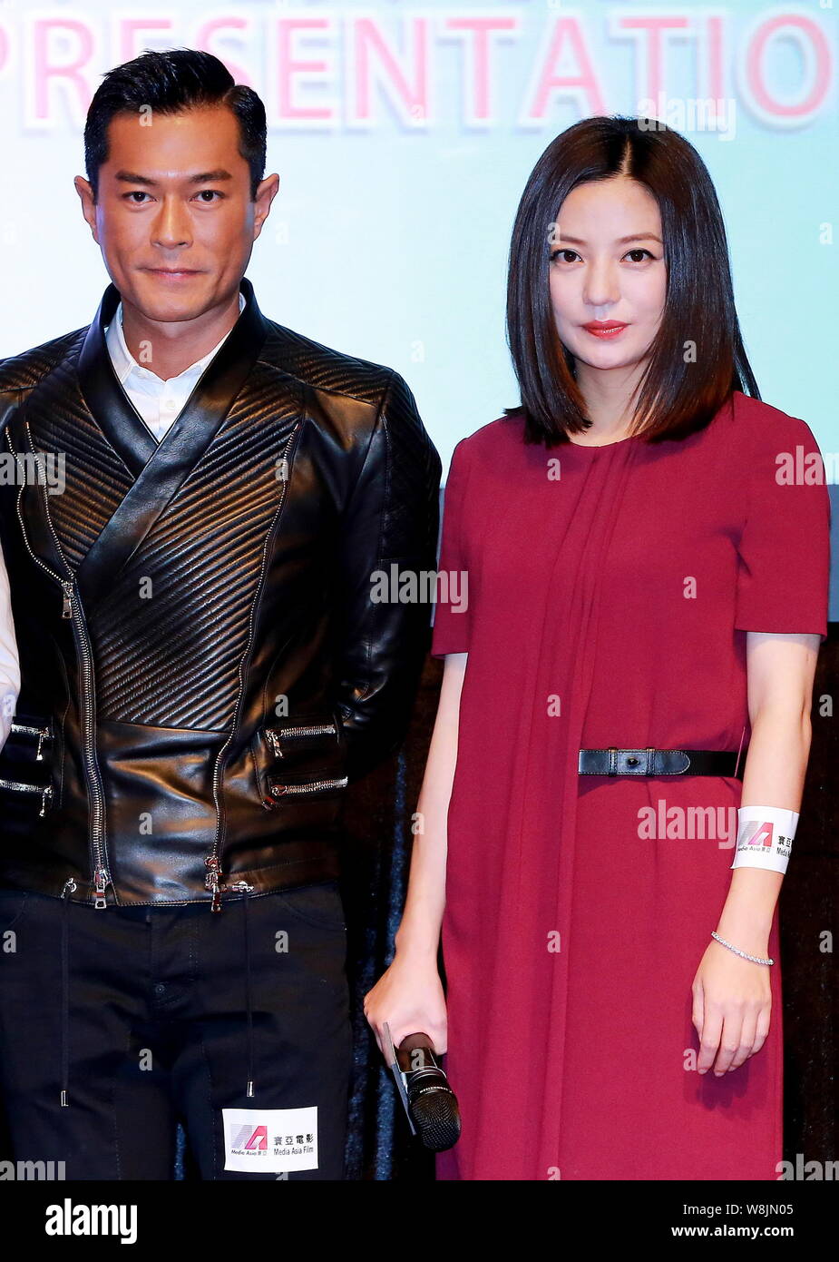 Chinese actress Zhao Wei, right, and Hong Kong actor Louis Koo pose ...