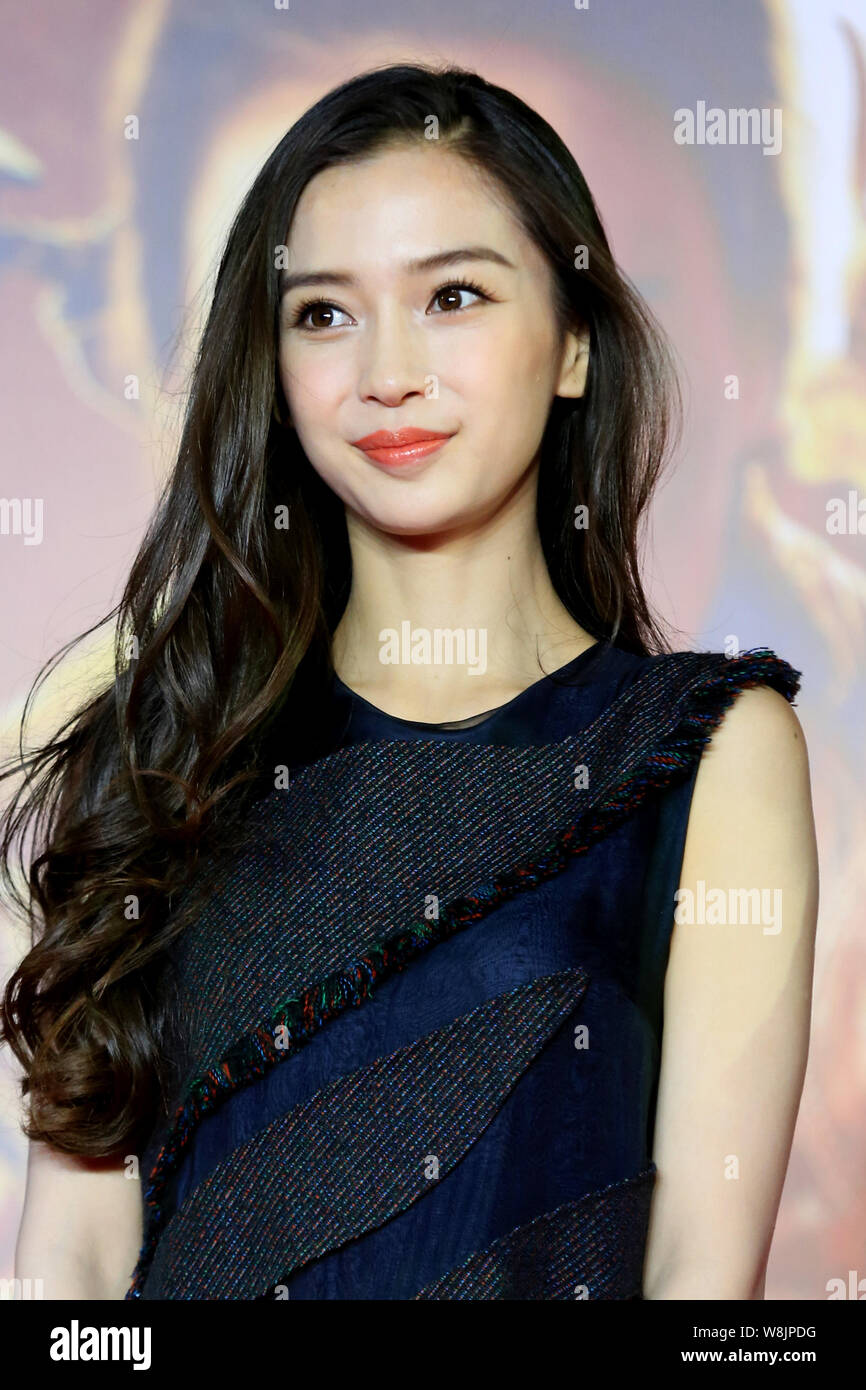 Hong Kong model and actress Angelababy attends a press conference to promote her new movie ...