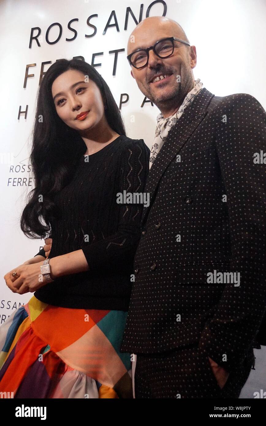 Chinese actress Fan Bingbing (left) poses with executive of Rossano ...