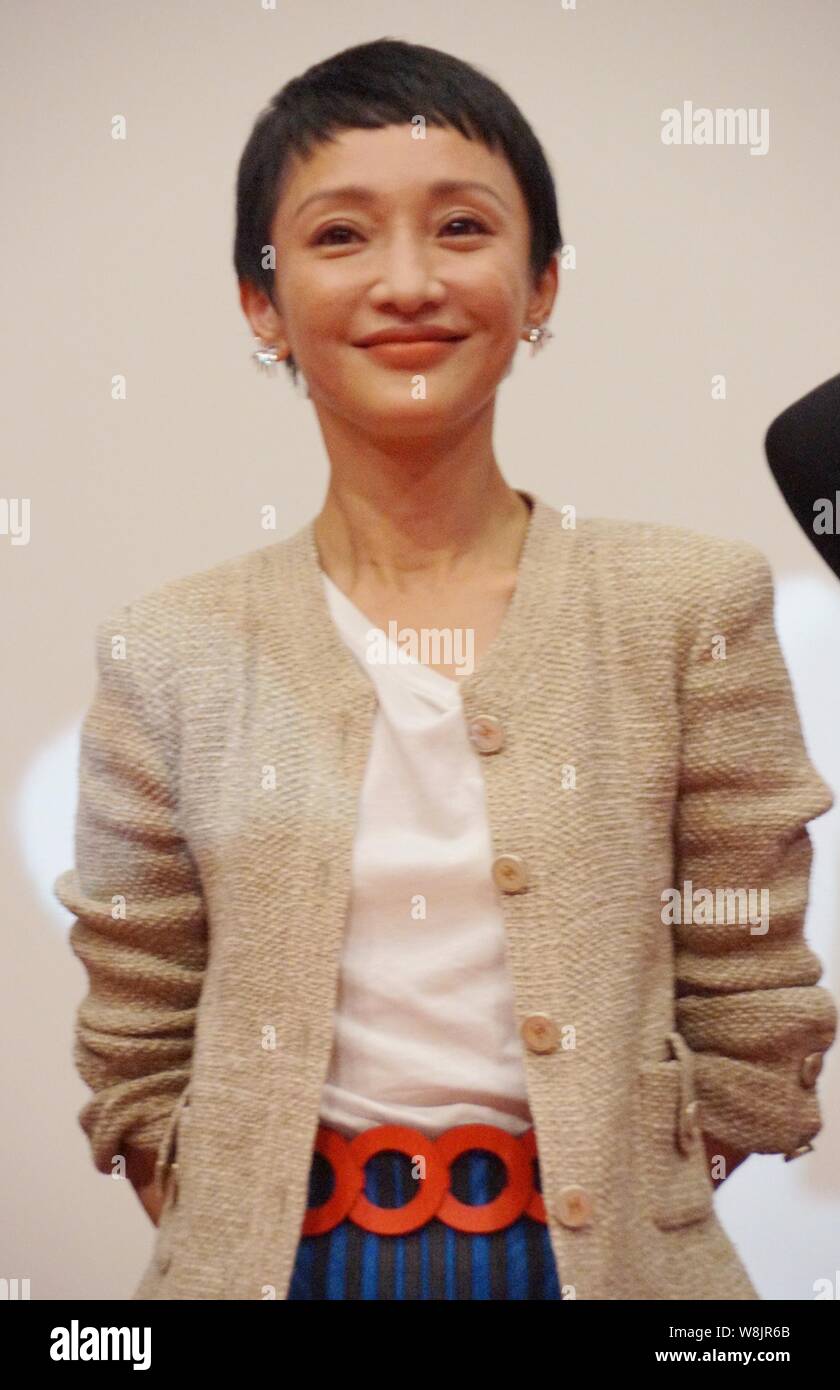 Chinese actress Zhou Xun smiles during a premiere for her movie "A ...