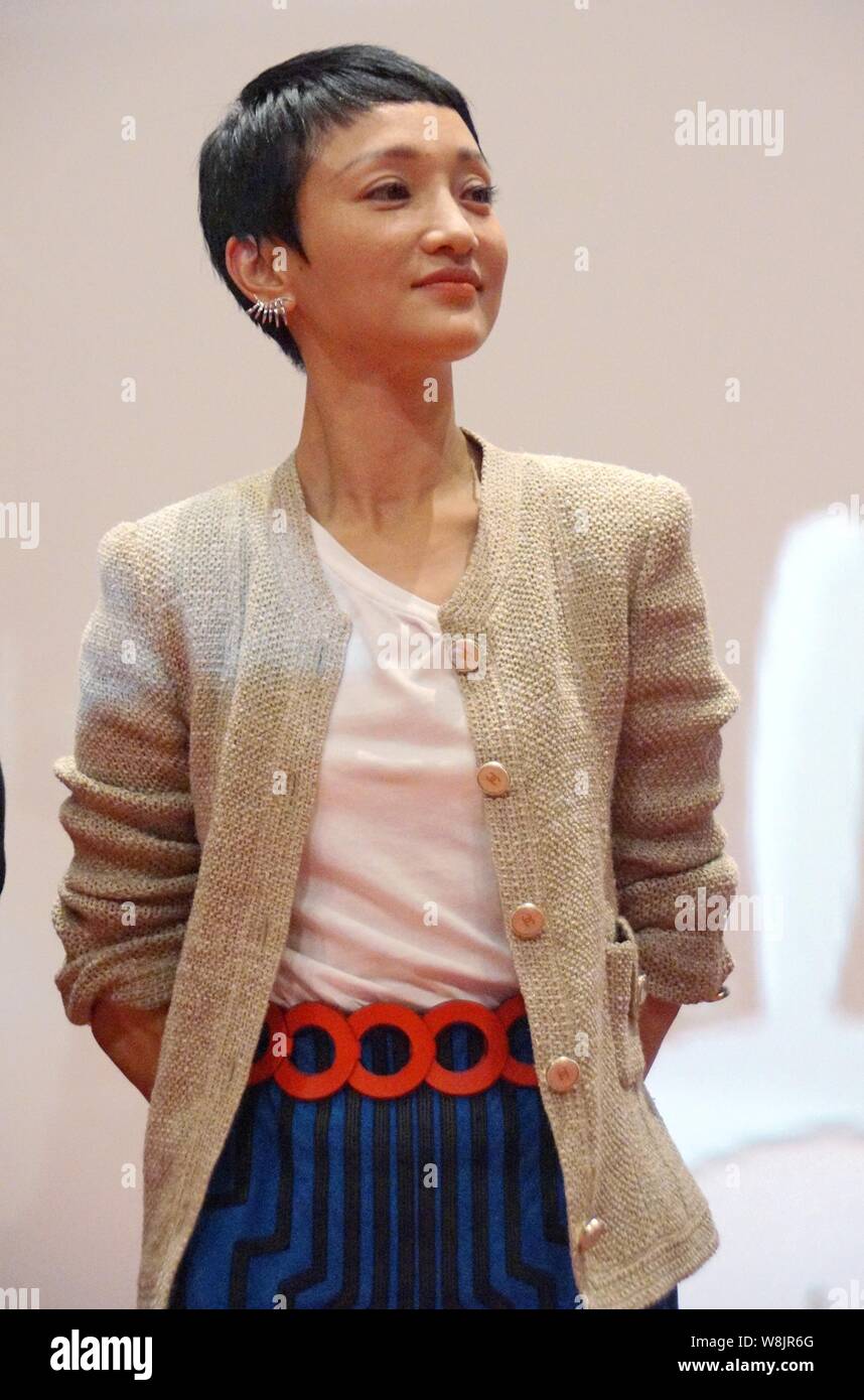 Chinese actress Zhou Xun smiles during a premiere for her movie "A ...