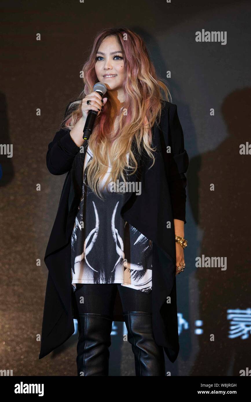 Taiwanese singer A Mei attends a press conference for her concert in ...