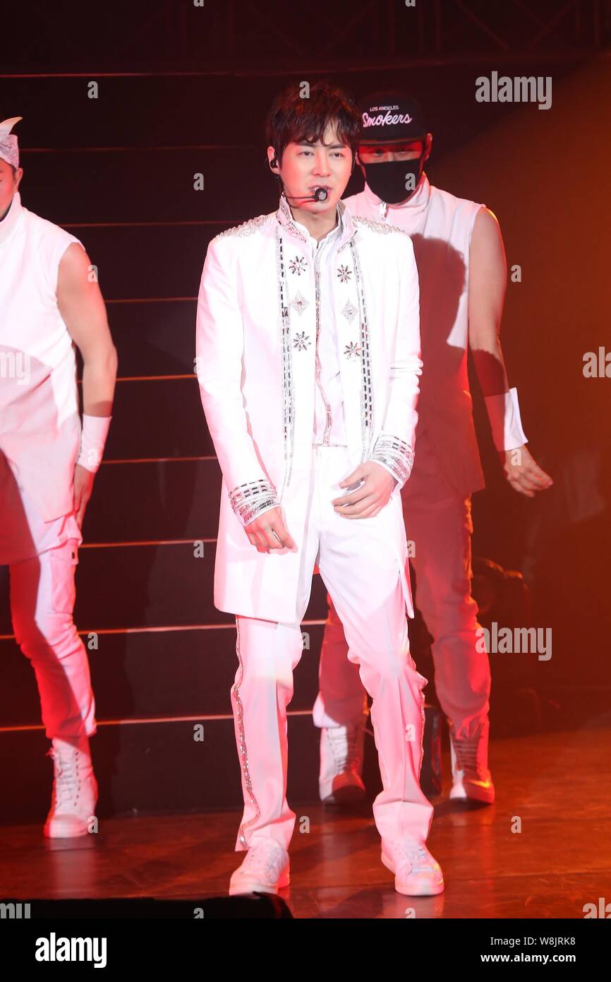 Jun Jin of South Korean boy band Shinhwa performs during a concert in ...