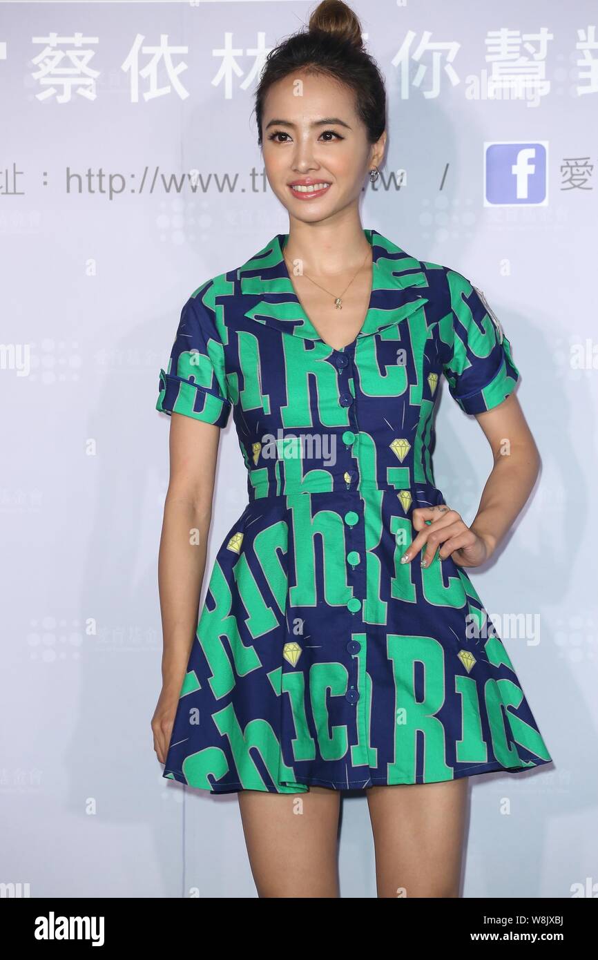 Taiwanese singer Jolin Tsai poses during a charity event for Taiwan ...