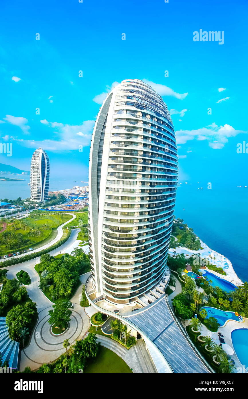 View of skyscrapers on the Phoenix Island in Sanya city, south China's ...