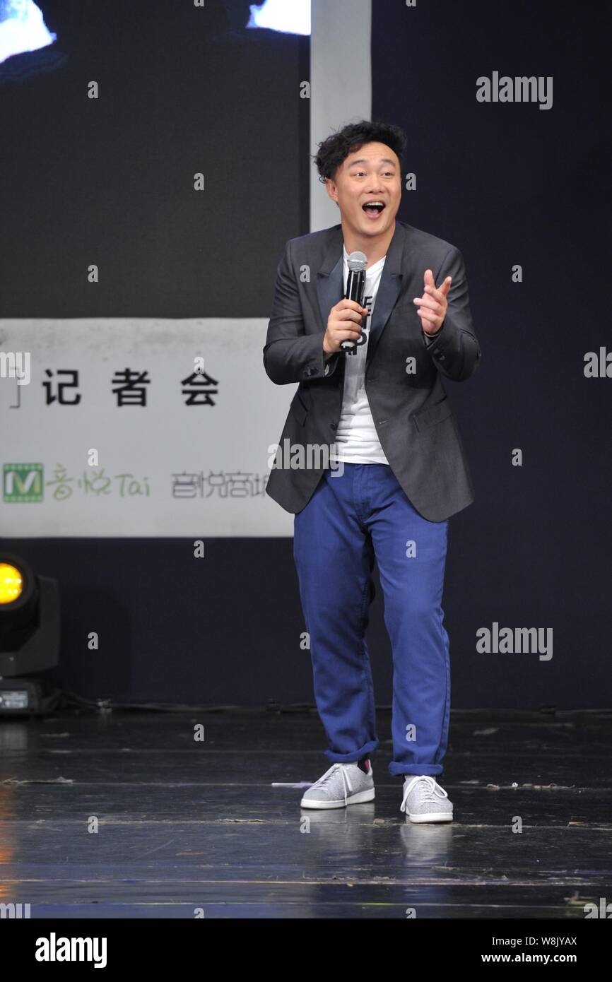 Hong Kong singer Eason Chan speaks at a press conference for his new ...