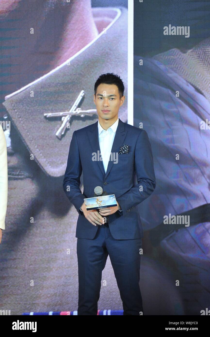 Taiwanese actor Tony Yeung poses at a press conference for his new movie "The Crossing Part 2 ...