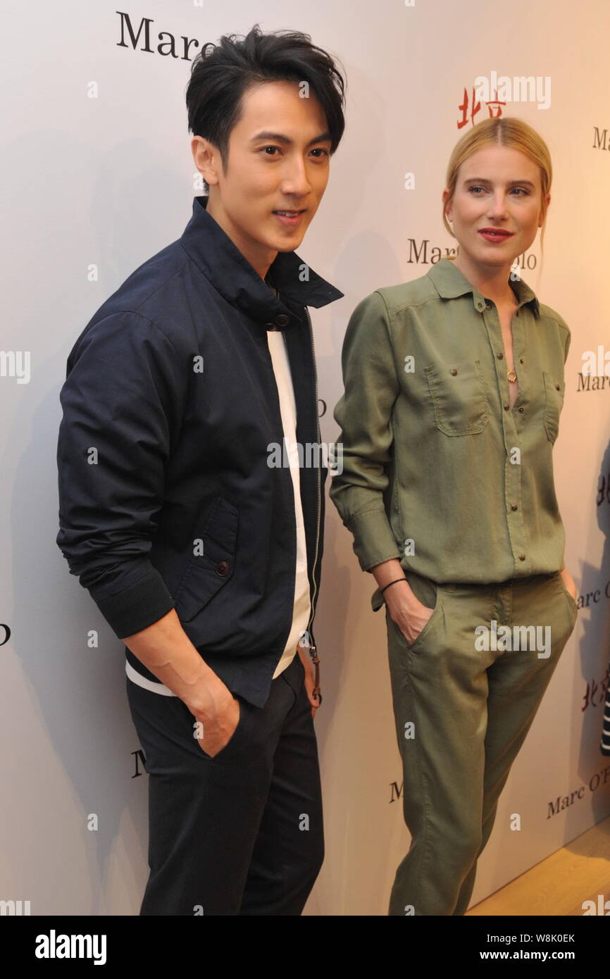 American model and actress Dree Hemingway, right, and Bruneian singer ...