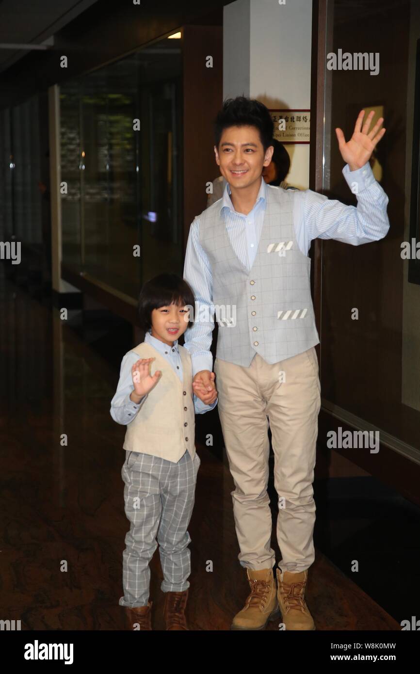 Taiwanese singer, actor and racer Jimmy Lin, right, and his son Kimi ...