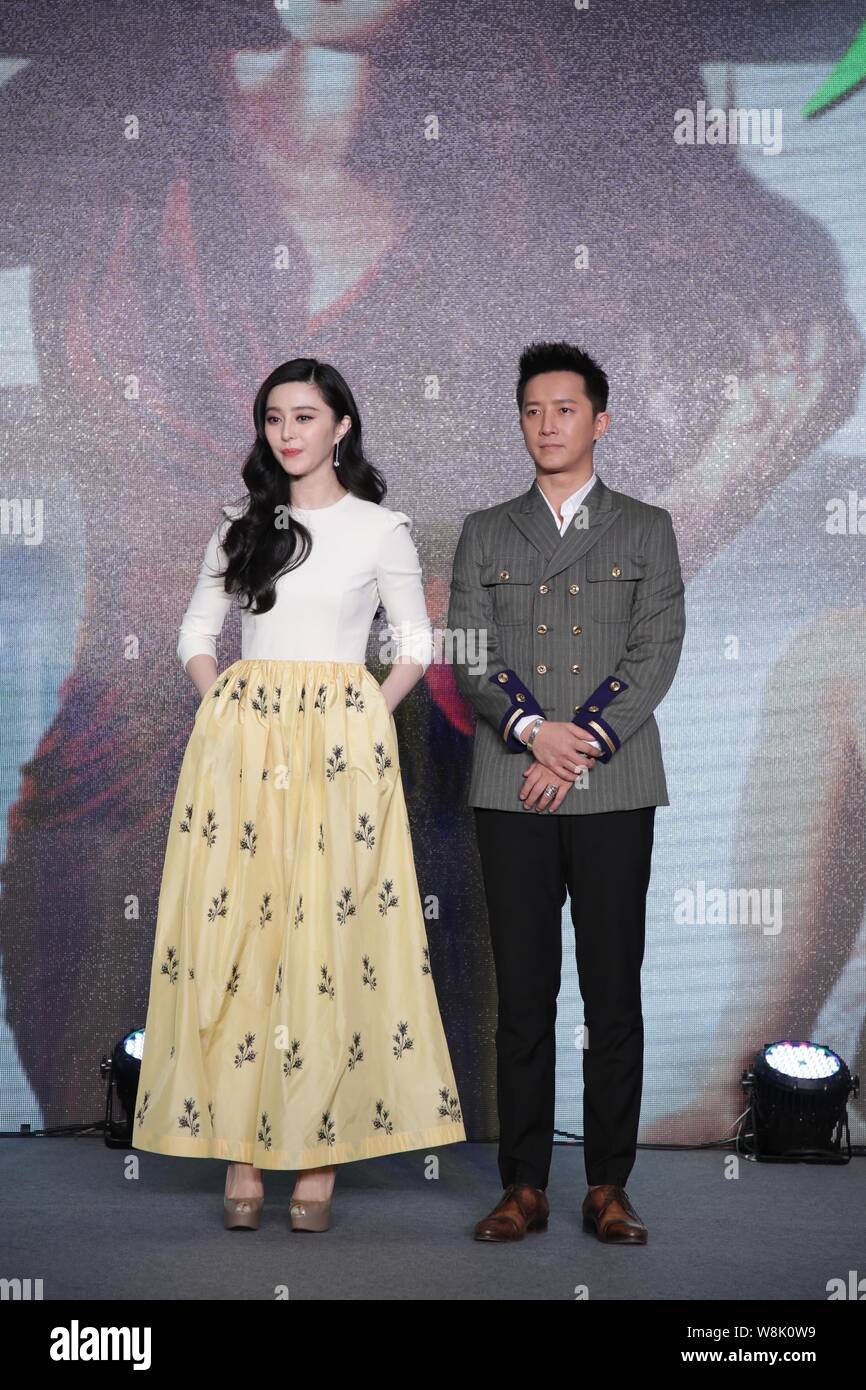 Chinese actress Fan Bingbing, left, and actor Han Geng pose during a ...