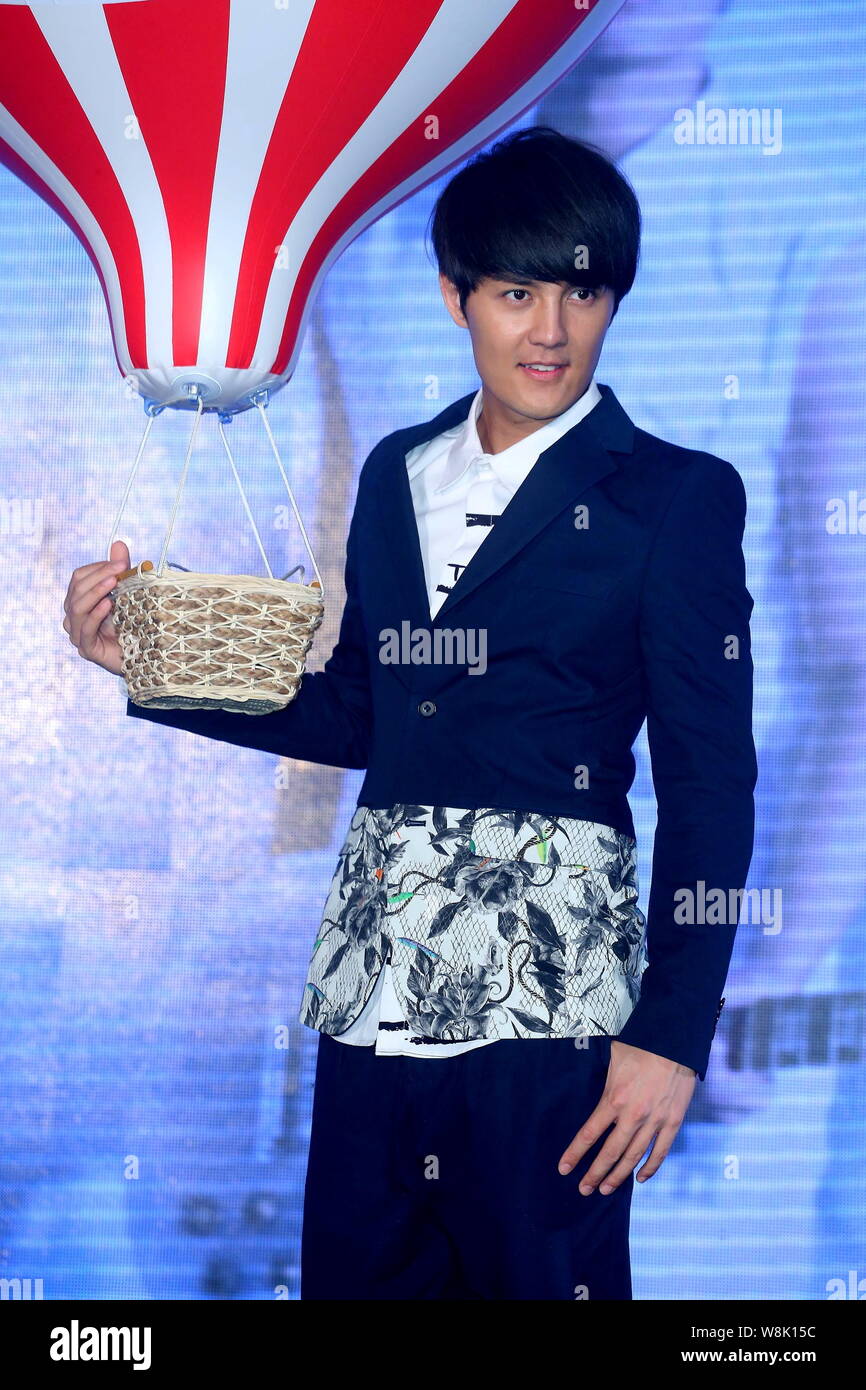 Taiwanese singer Kenji Wu poses at a press conference for his new music ...
