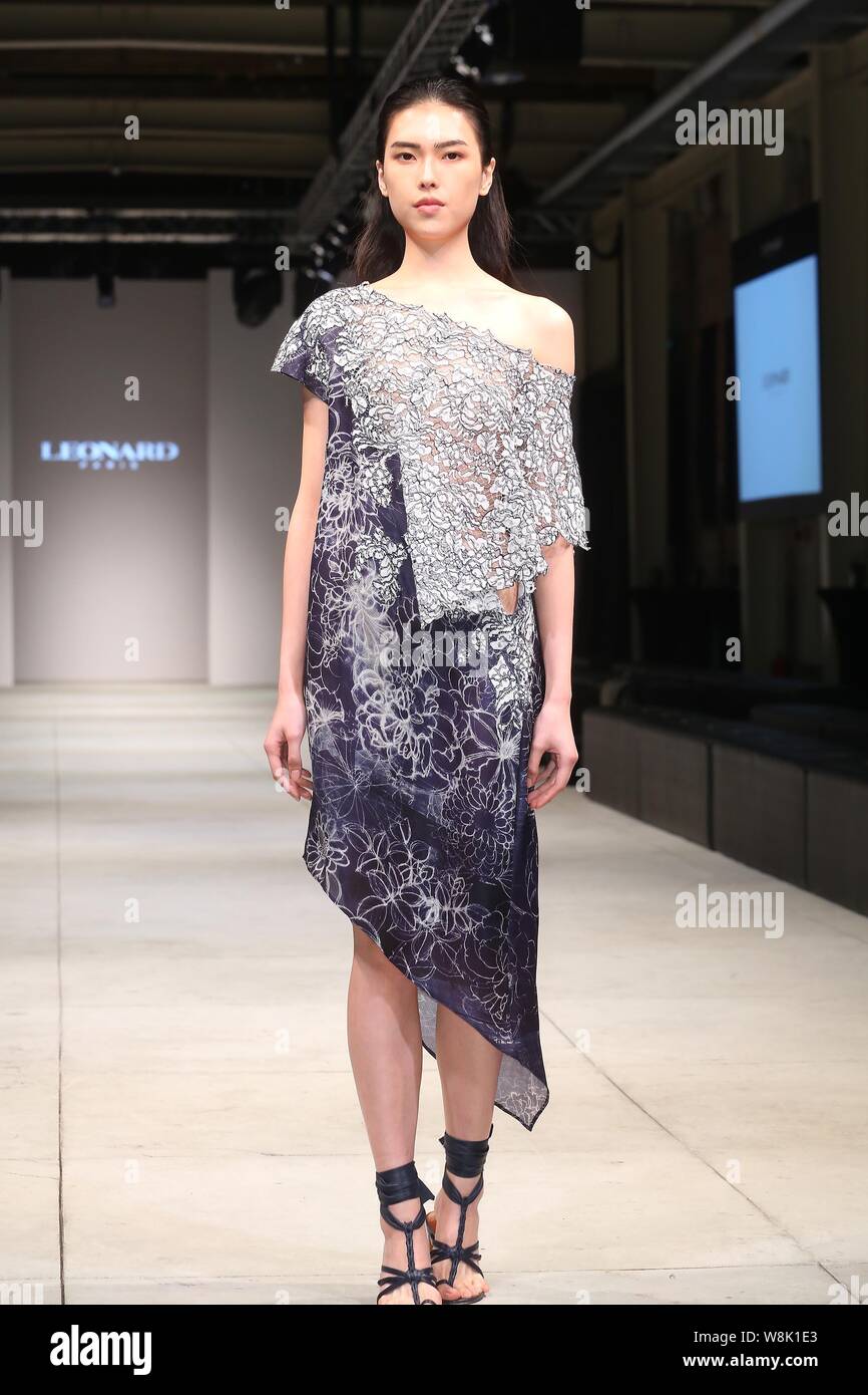 Taiwanese model Silvia Wang displays a new creation during the Leonard ...