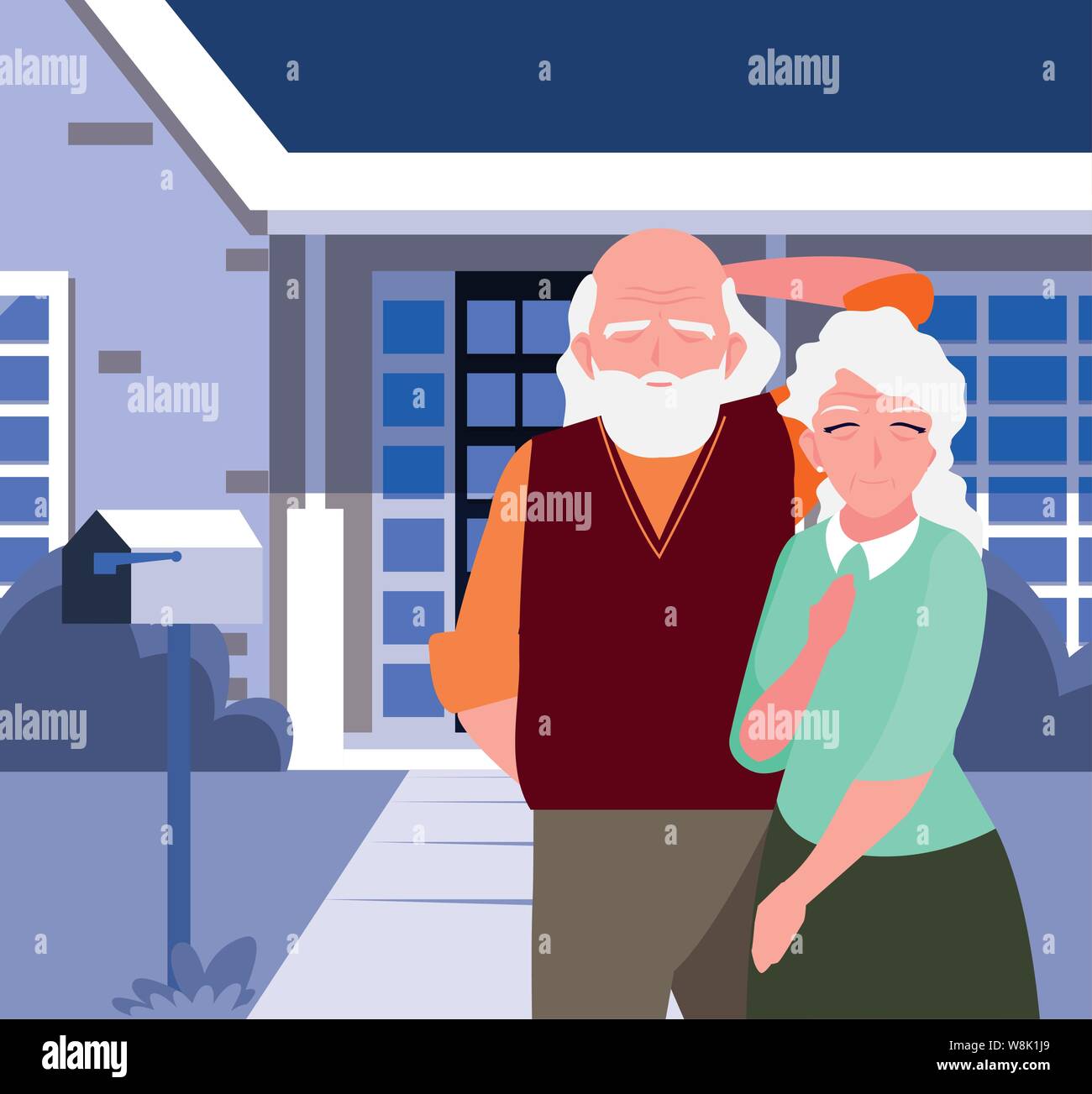 happy grandparents day - couple grandparents standing front house ...
