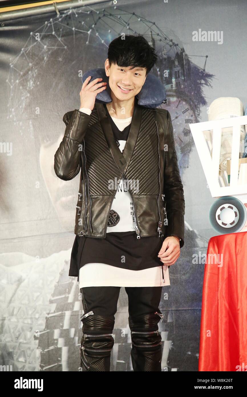 Singaporean singer JJ Lin poses at a celebration party for his concert ...