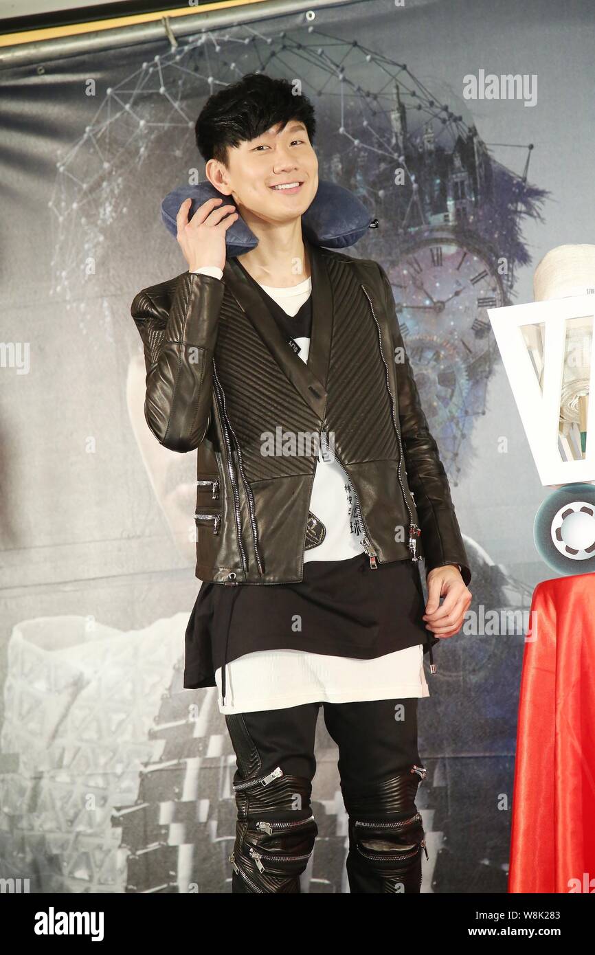 Singaporean singer JJ Lin poses at a celebration party for his concert ...