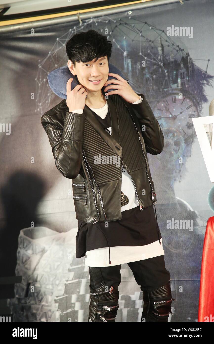 Singaporean singer JJ Lin poses at a celebration party for his concert ...