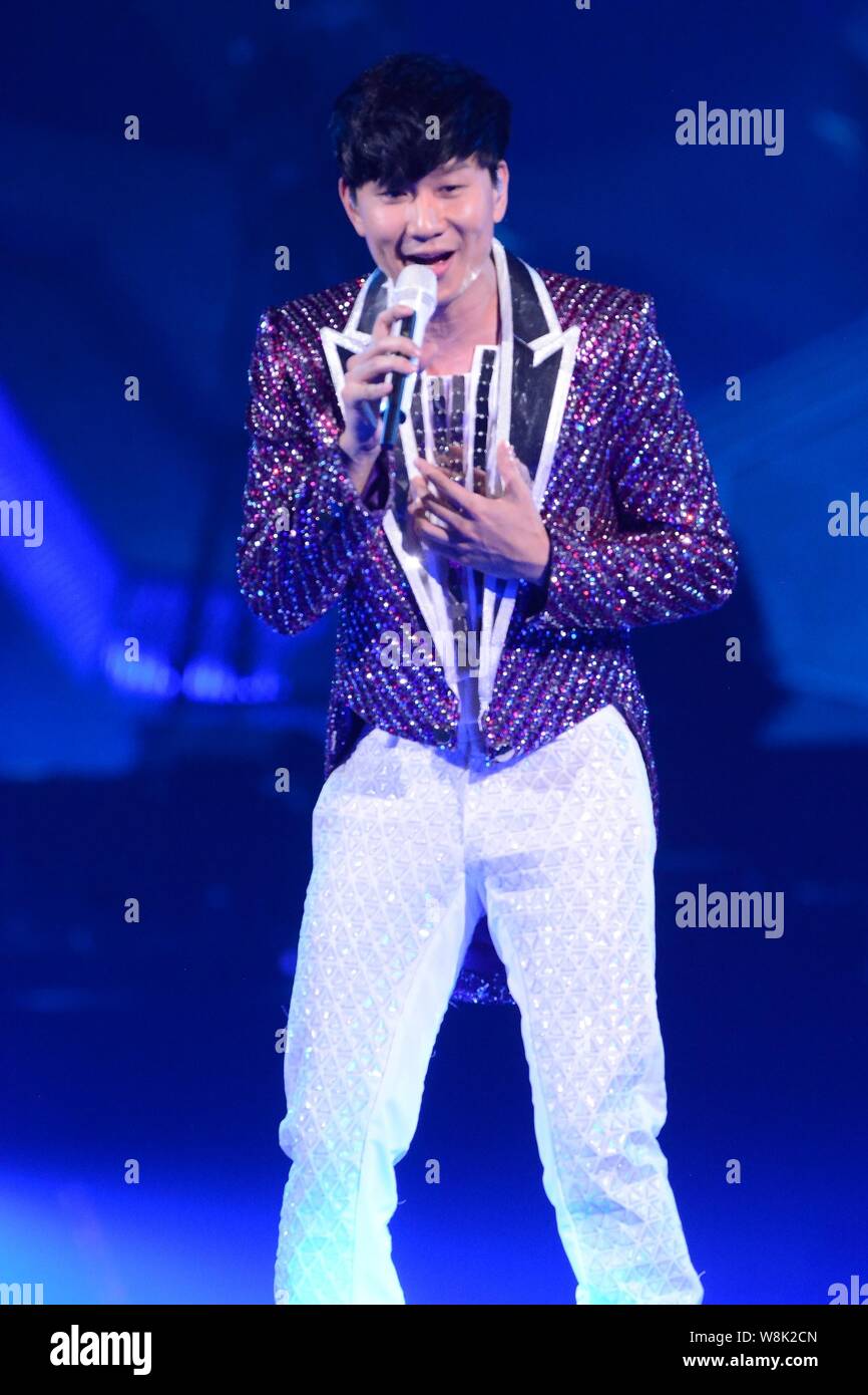 Singaporean singer JJ Lin performs during his concert in Taipei, Taiwan ...