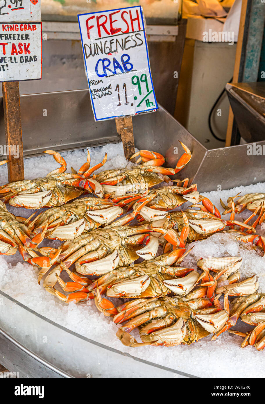 A view inside the famous Pike Place Market in Seattle, Washington, USA ...