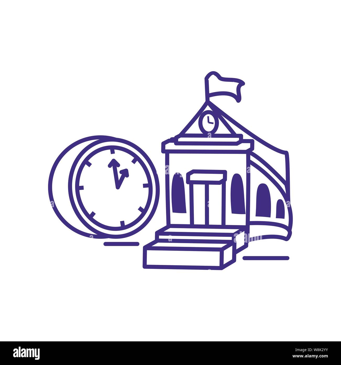 school building with clock time vector illustration design Stock Vector ...