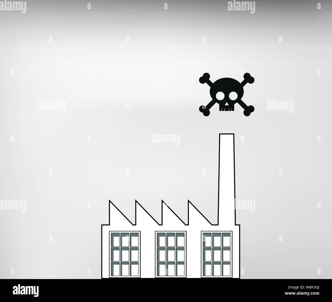 Toxic air pollution from dirty industry chimney with scull symbol Stock ...