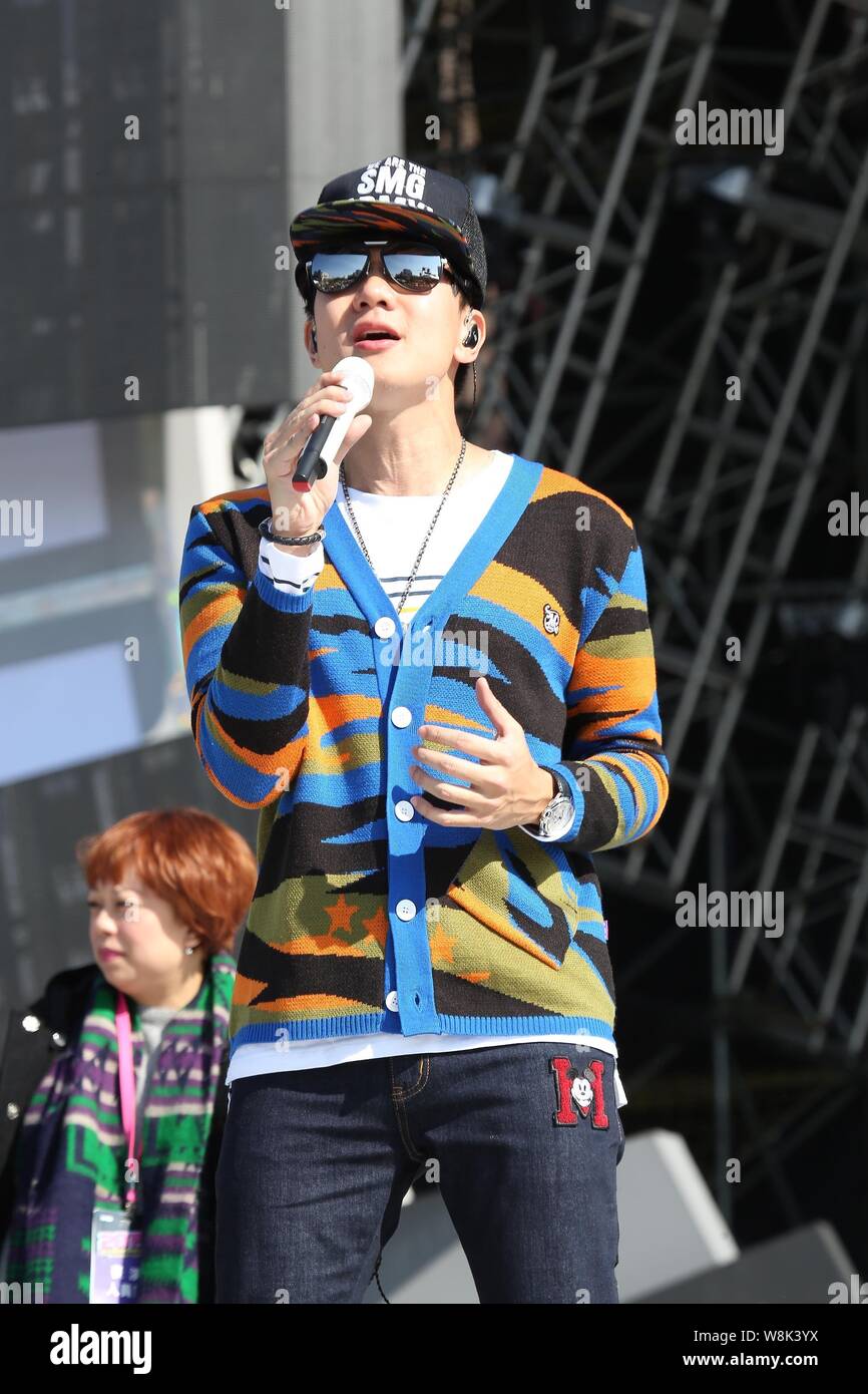 Singaporean singer JJ Lin performs during a rehearsal for the 2015 ...