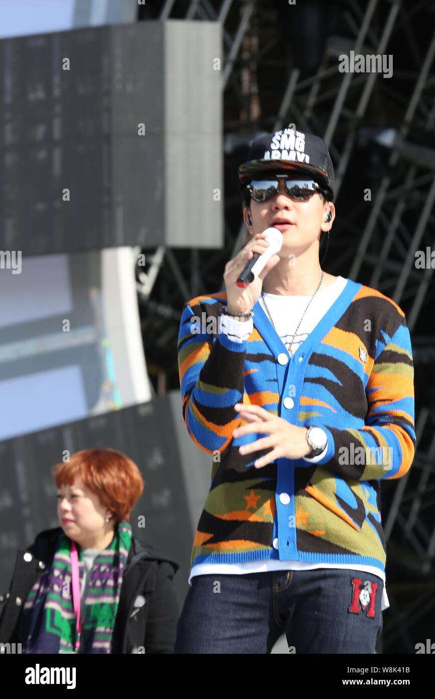 Singaporean singer JJ Lin performs during a rehearsal for the 2015 ...