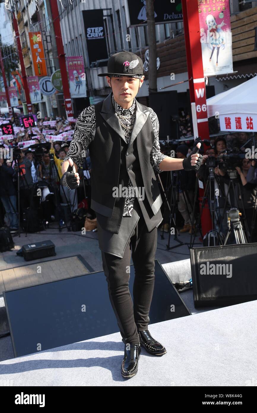 Taiwanese singer Jay Chou poses during a signing event for his new ...