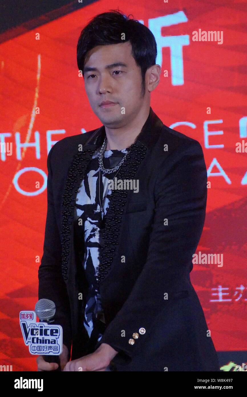 Taiwanese singer Jay Chou attends a press conference for Season 4 of ...
