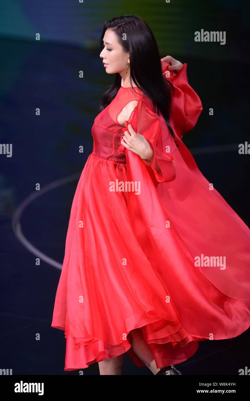 Taiwanese model and actress Lin Chi-ling parades at the fashion show of ...