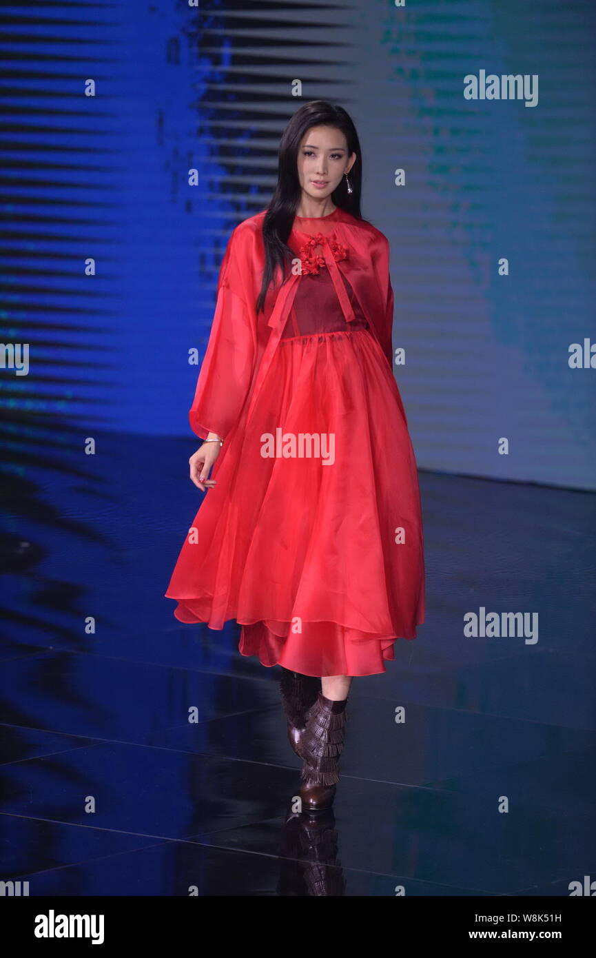 Taiwanese model and actress Lin Chi-ling parades at the fashion show of ...