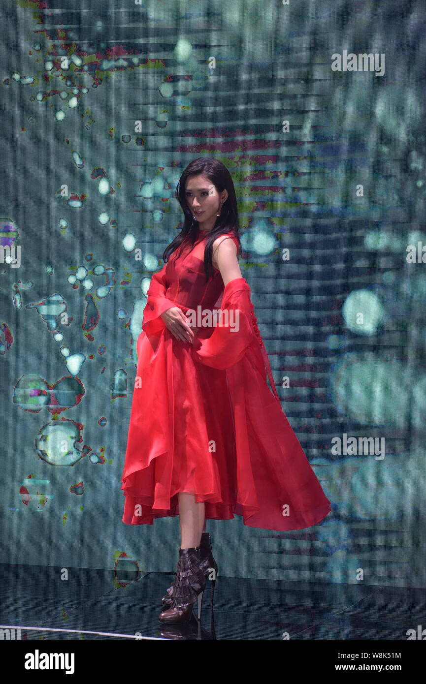 Taiwanese model and actress Lin Chi-ling parades at the fashion show of ...