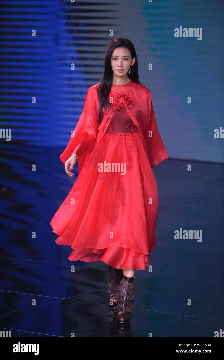 Taiwanese model and actress Lin Chi-ling parades at the fashion show of ...