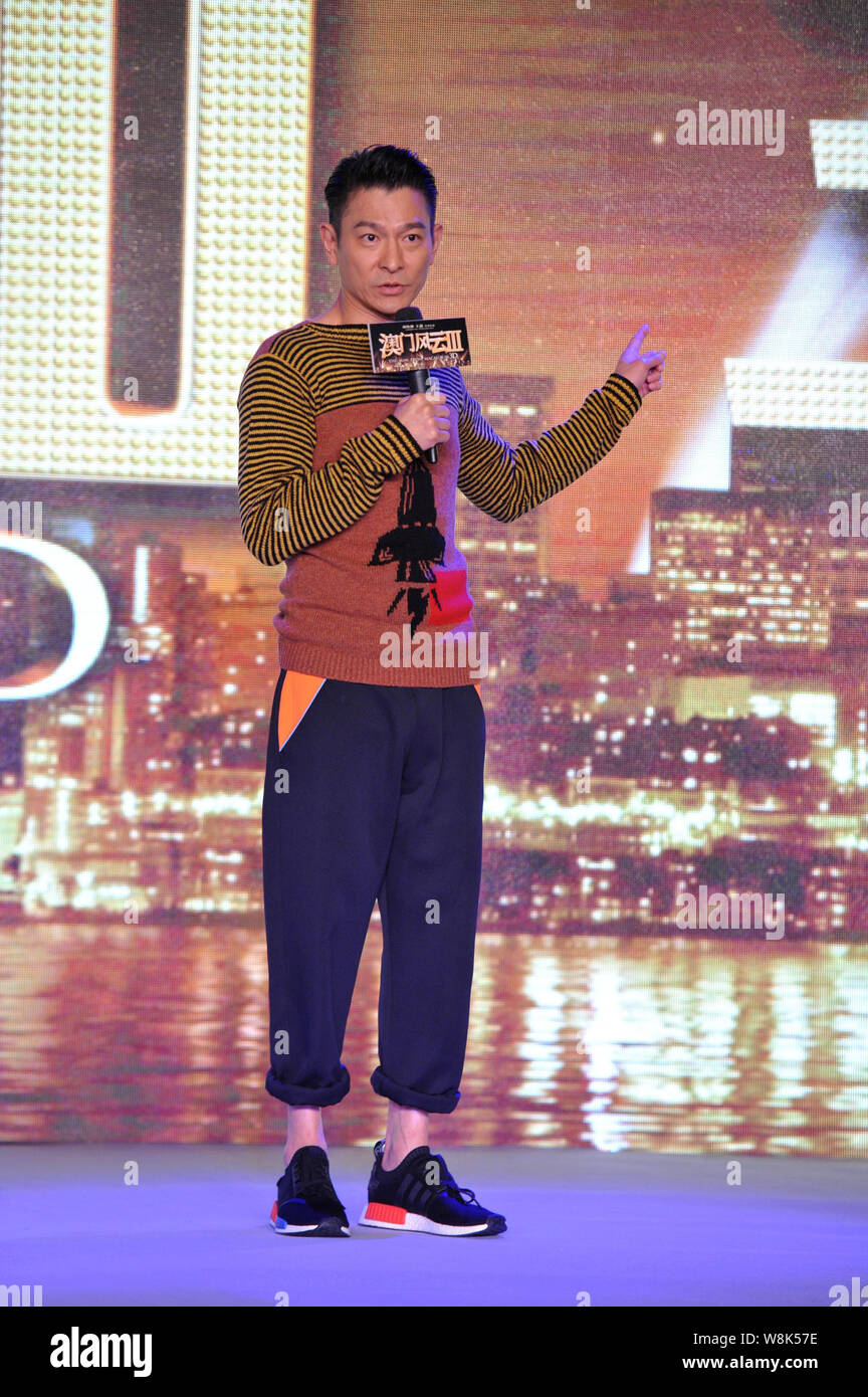 Hong Kong actor Andy Lau speaks at a press conference to promote his ...